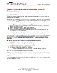 Elementary Immunization Requirements 2024-25 English – St. Vrain Valley Schools